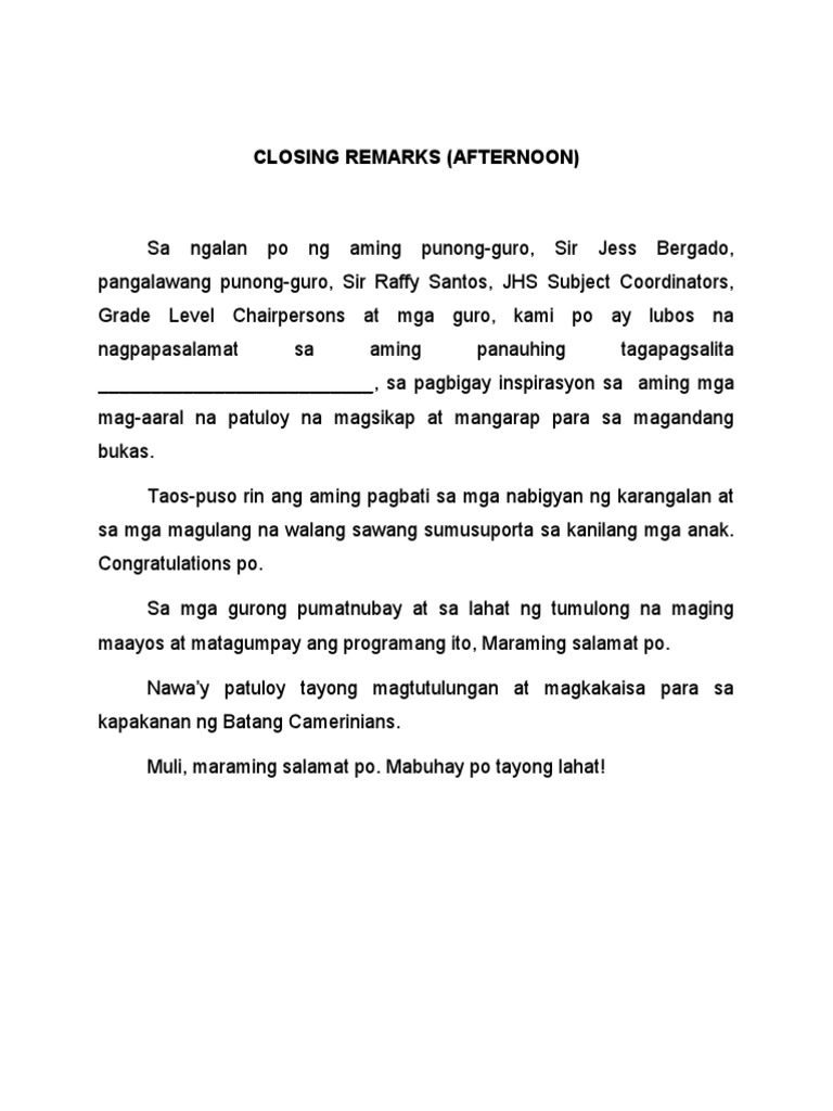 Closing Remarks | PDF