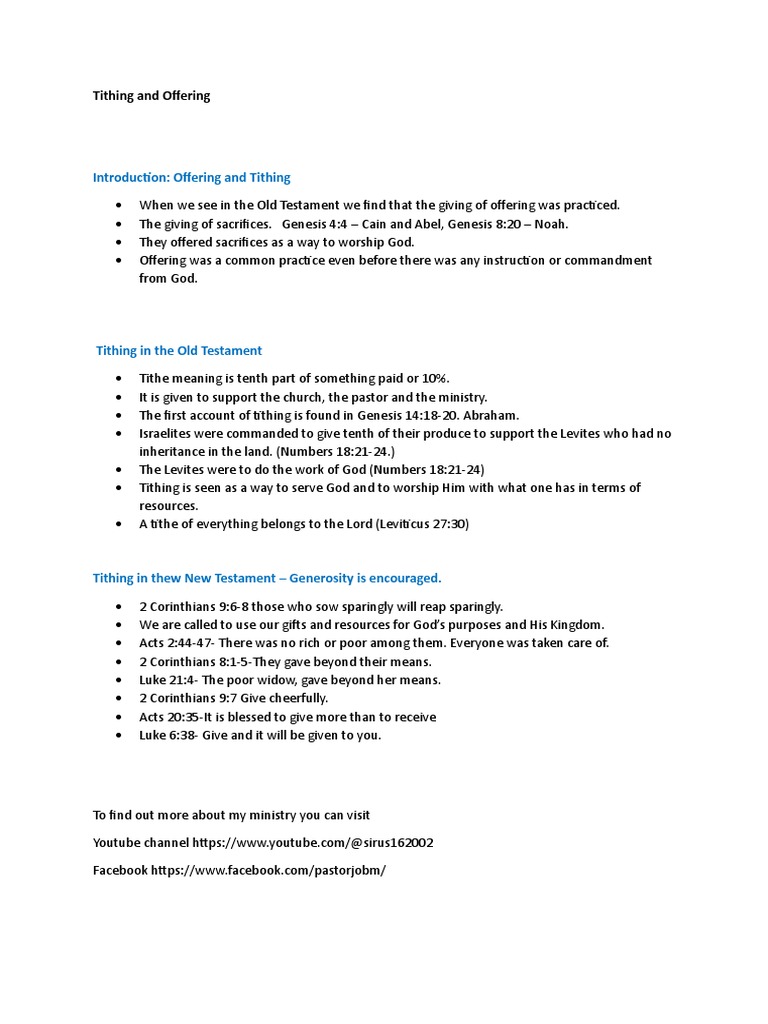 Biblical Tithing and Offering Guide | PDF | Politics | Social Science