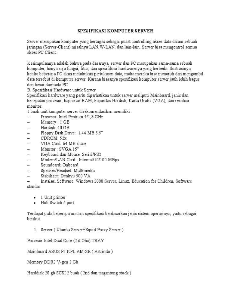 Materi Menentukan Spesifikasi Jaringan | PDF | Komputer