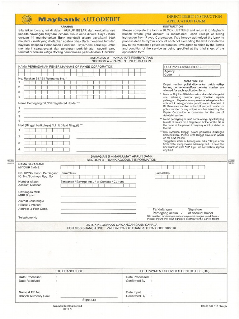 Maybank Autodebit Form | PDF
