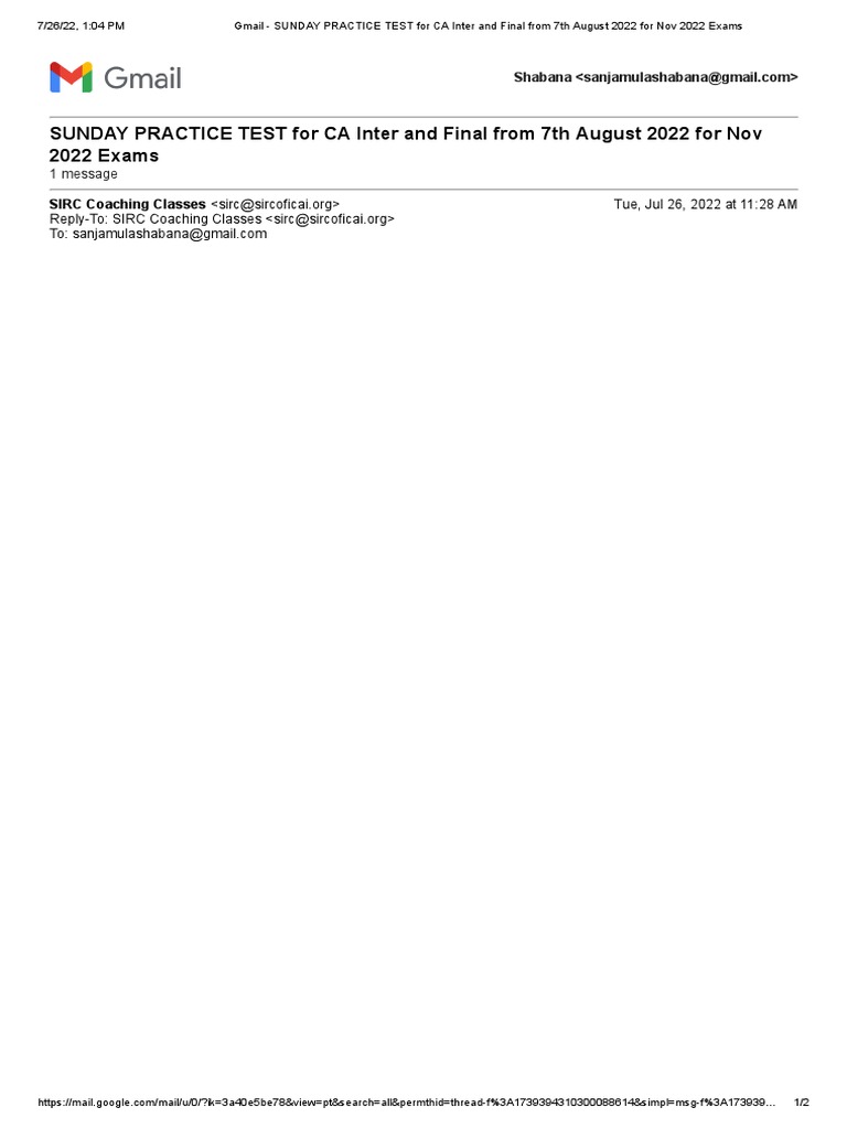 Gmail - SUNDAY PRACTICE TEST For CA Inter and Final From 7th August ...