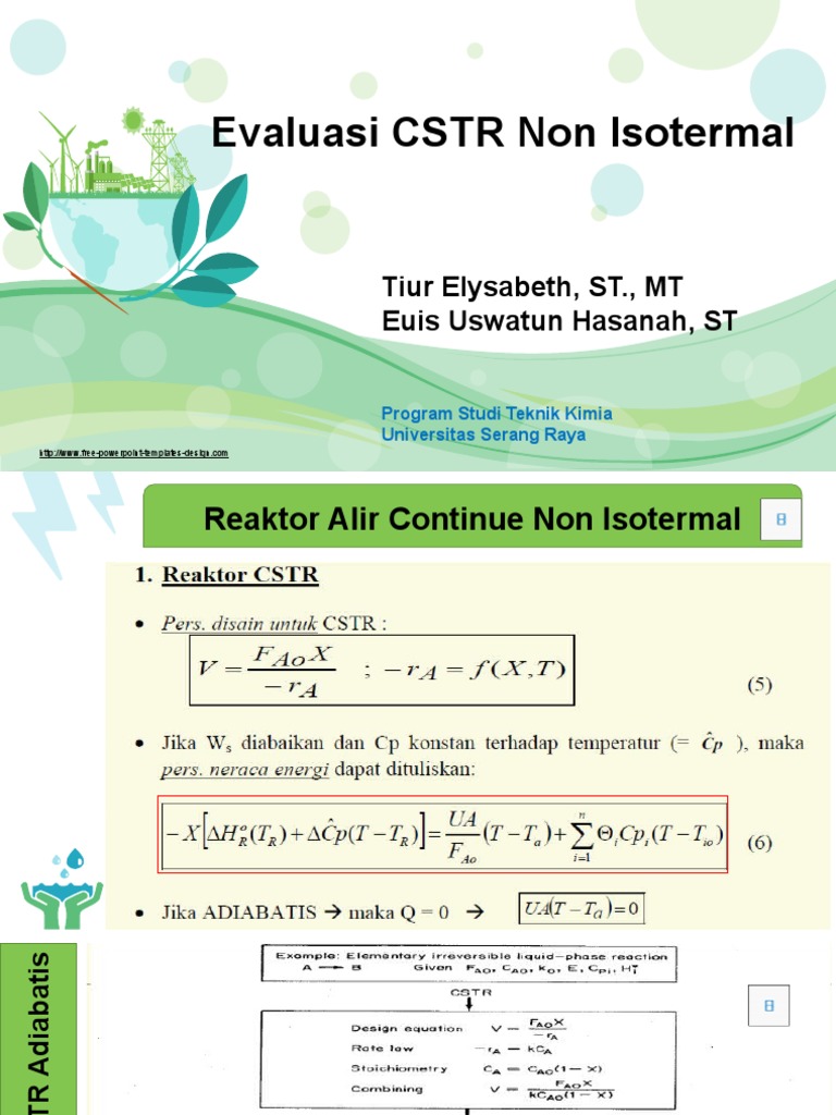 6.2 Evaluasi Perancangan CSTR Non-Isothermal | PDF