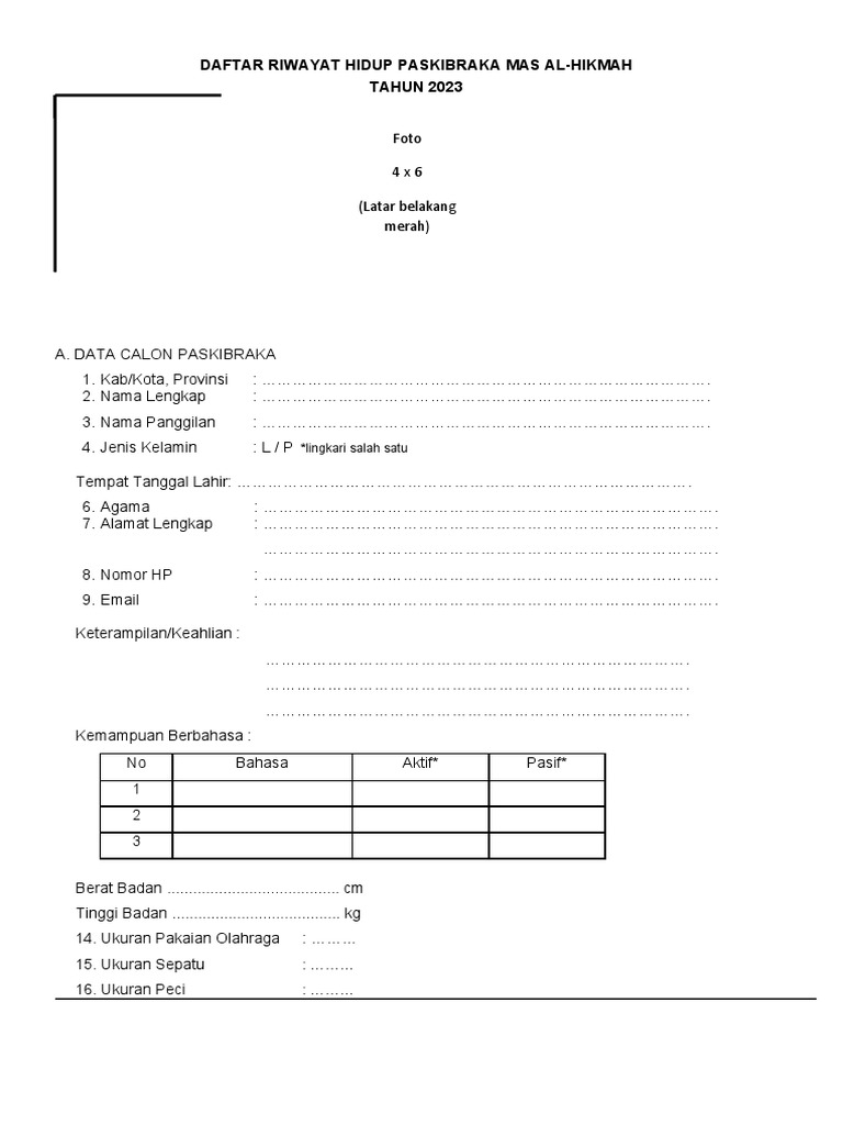 5.-Formulir Paskibra | PDF