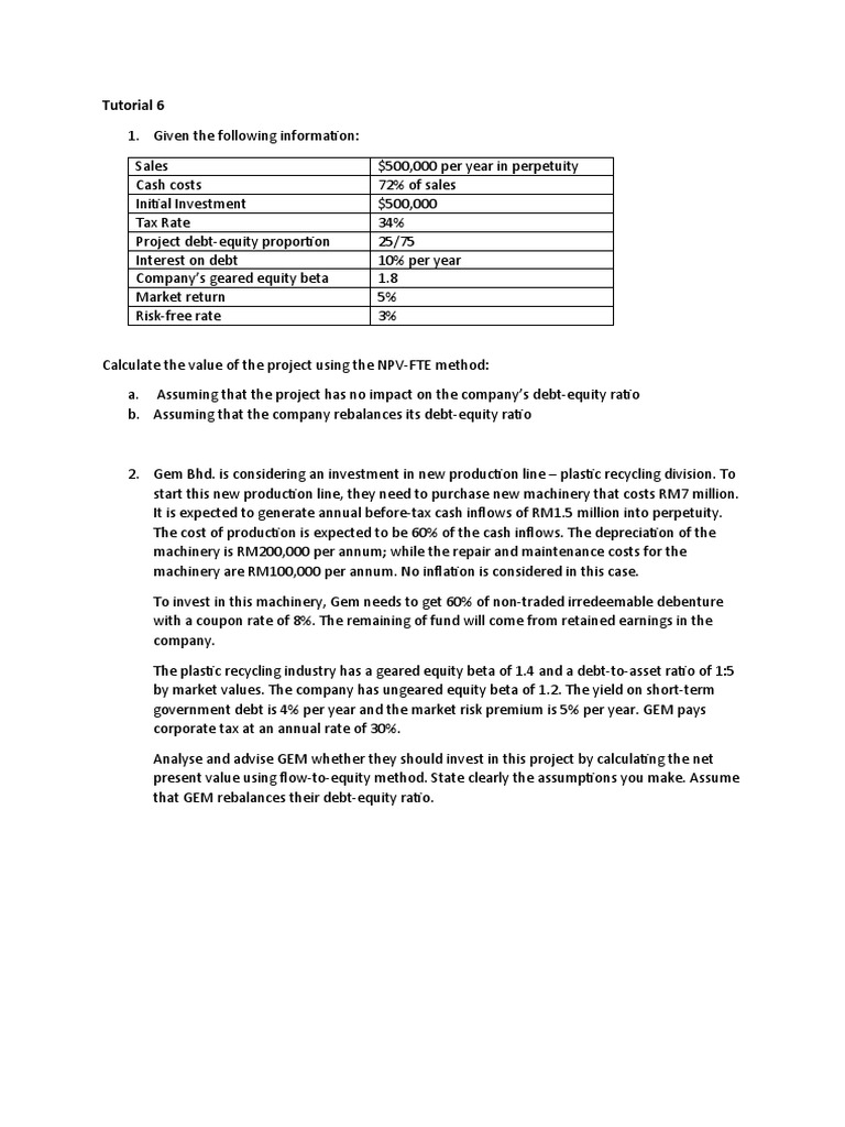 Tutorial 6 Questions | PDF