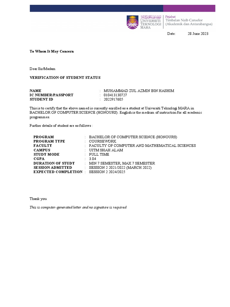 Student Letter | PDF