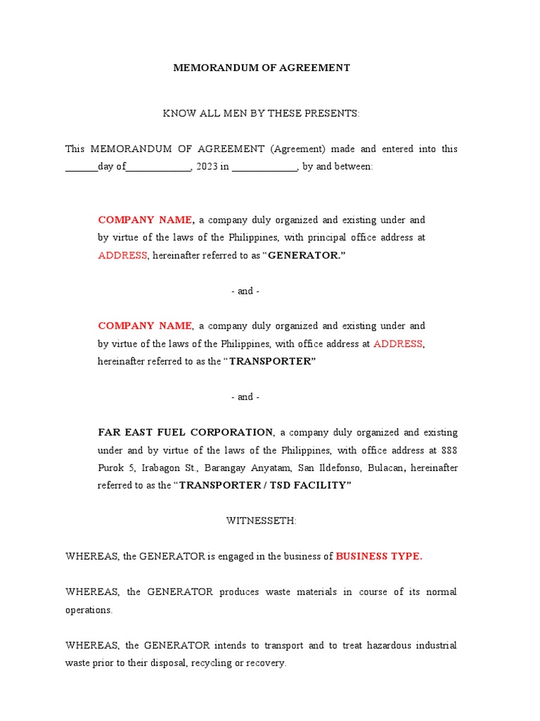 Draft Moa | Download Free PDF | Waste | Legal Liability
