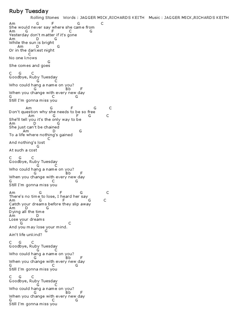 Rolling Stones - Ruby Tuesday | PDF