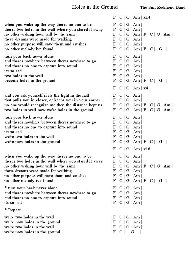 The Sim Redmond Band - Holes in The Ground | PDF