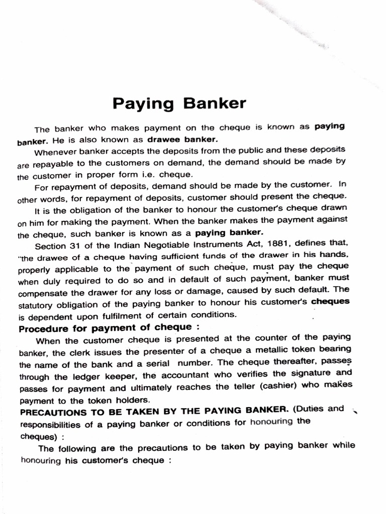 Paying Banker | PDF | Cheque | Banks