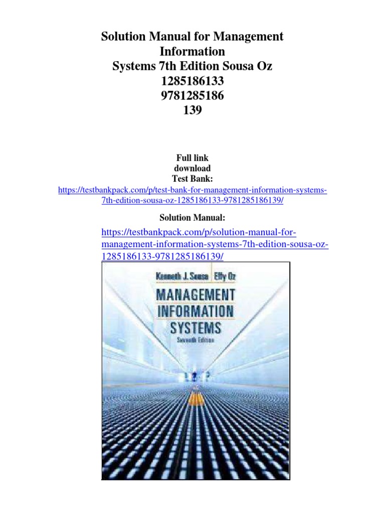 Management Information Systems 7th Edition Sousa Oz Solution Manual ...