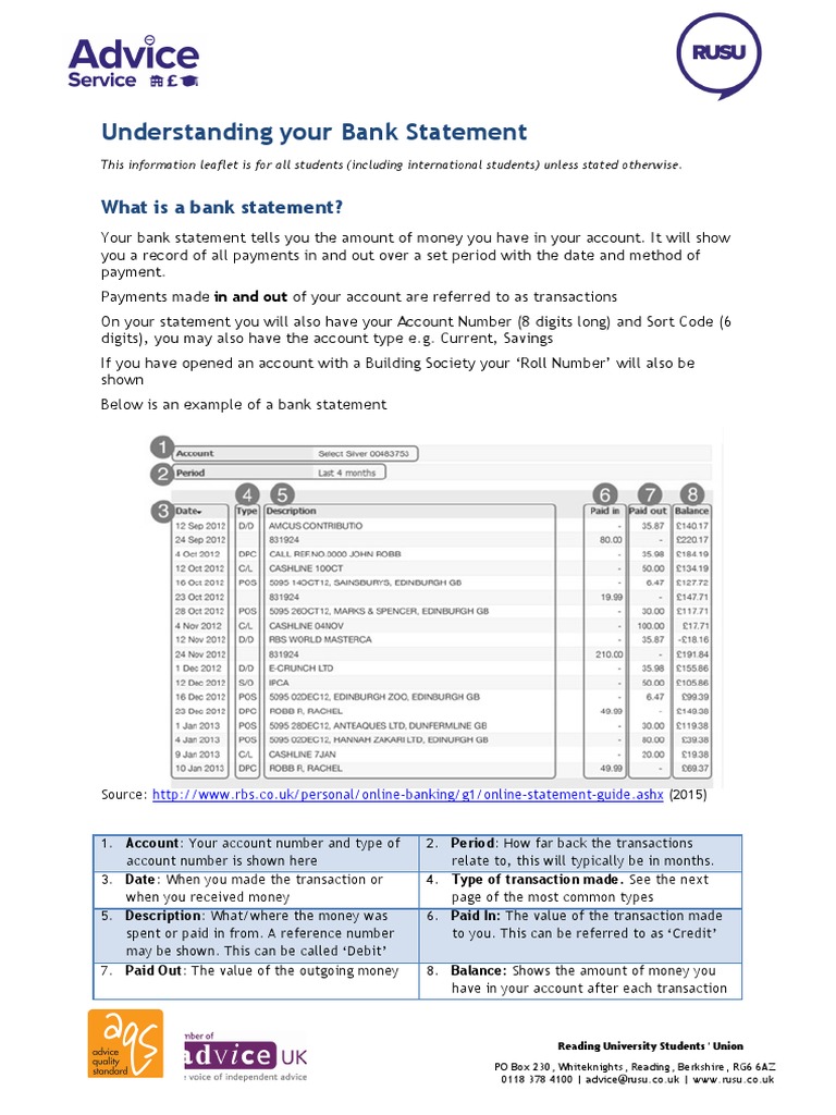 Understanding Your Bank Statement Oct 17 3 | PDF | Debit Card | Banks