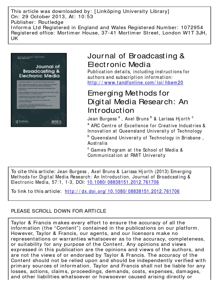 Methods For Digital Media Research | PDF | Data | Big Data