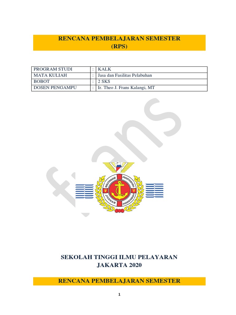 RPP Dan RPS JASA DAN FASILITAS PELABUHAN 2020-2021 | PDF