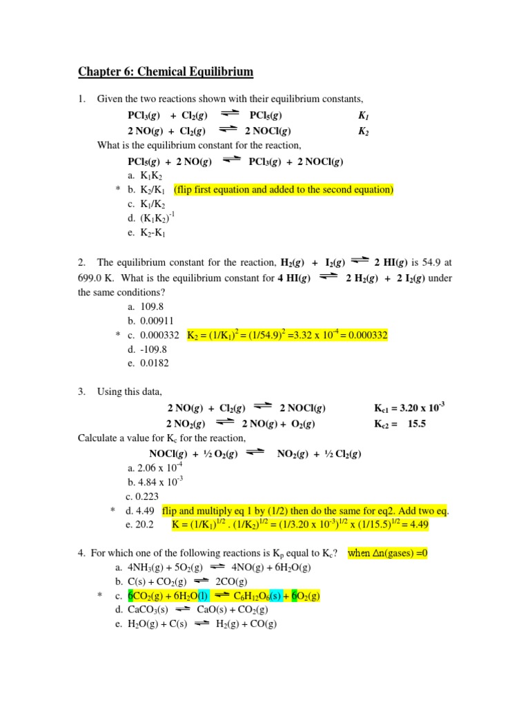 2-1435-36 Chapter 6 Chemical Equilibrium Solved Problem 0 | PDF ...