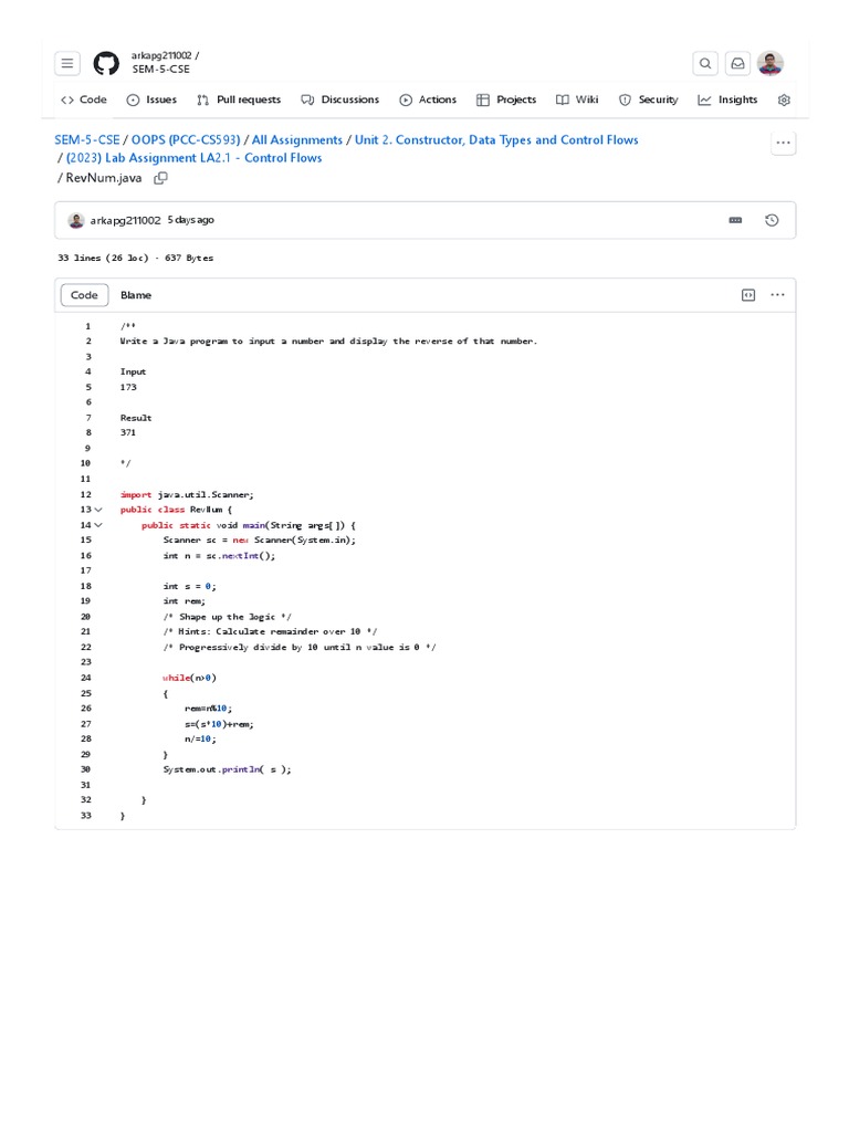 SEM-5-CSE - OOPS (PCC-CS593) Control Flows - RevNum | PDF