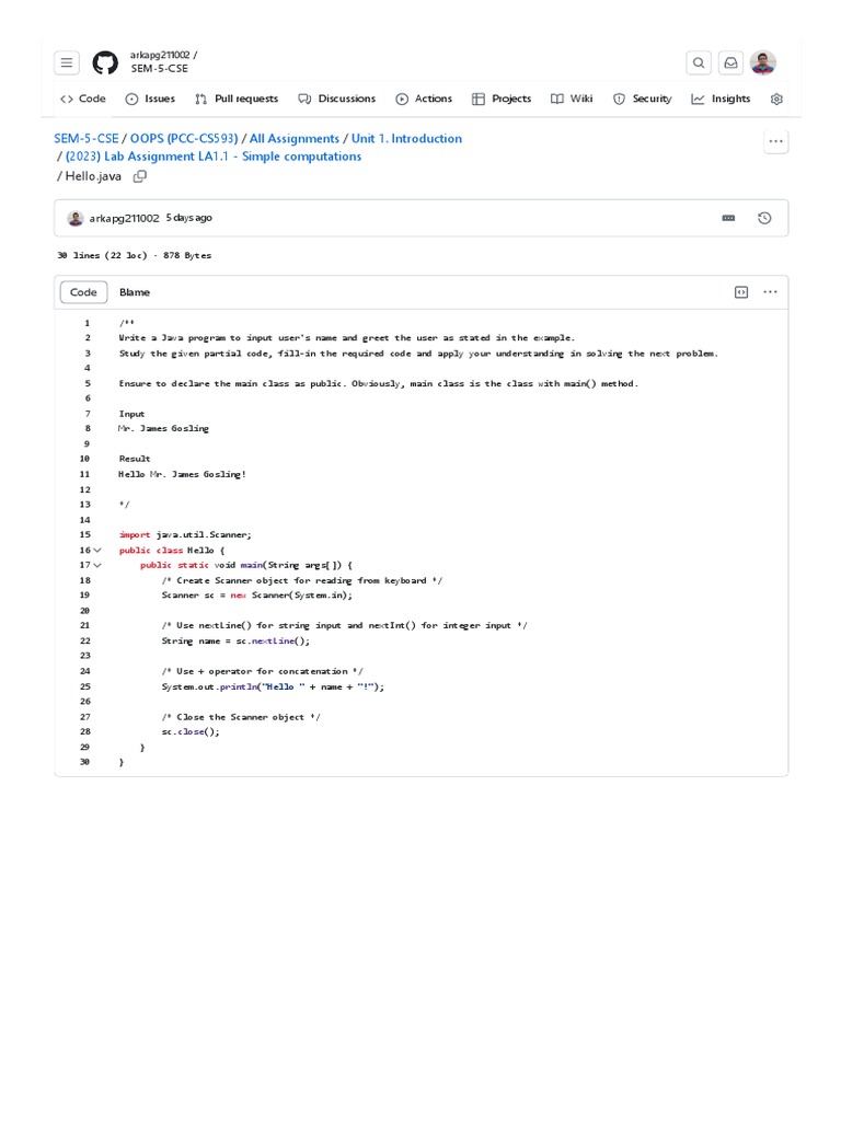 SEM 5 CSE - OOPS (PCC CS593) Simple Computations - Hello | PDF | Teaching Methods & Materials ...
