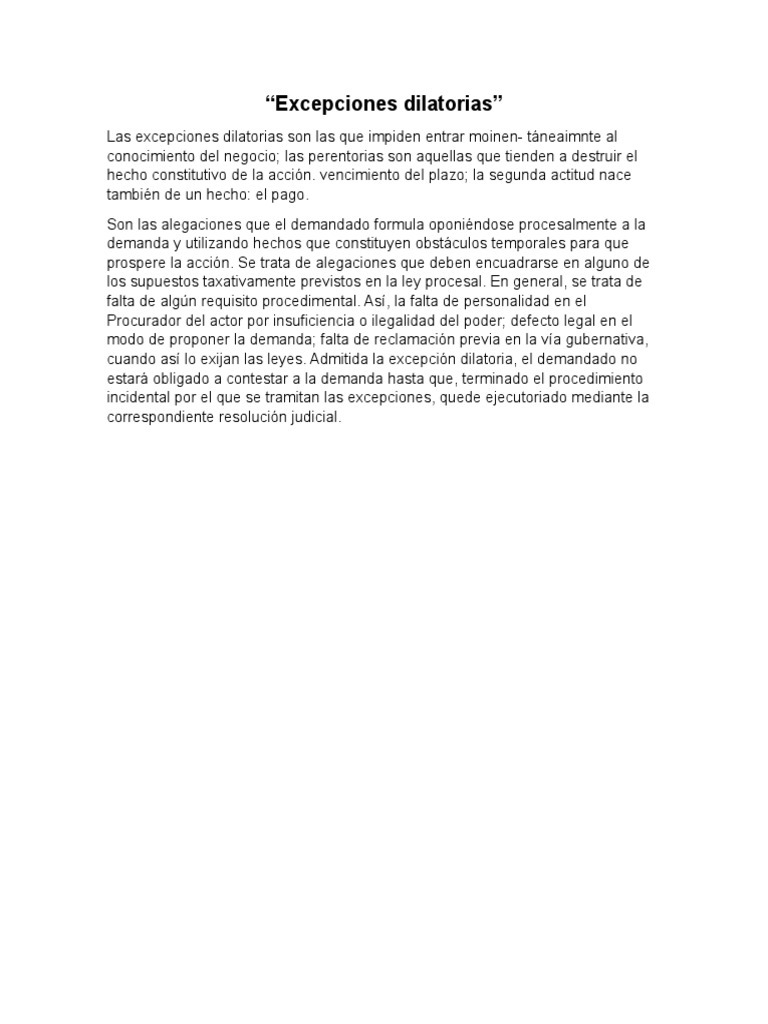 Excepciones Dilatorias | PDF