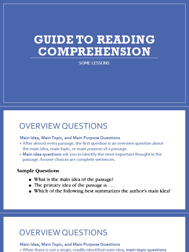 Guide To Reading Comprehension Ii | PDF | Question | Noun