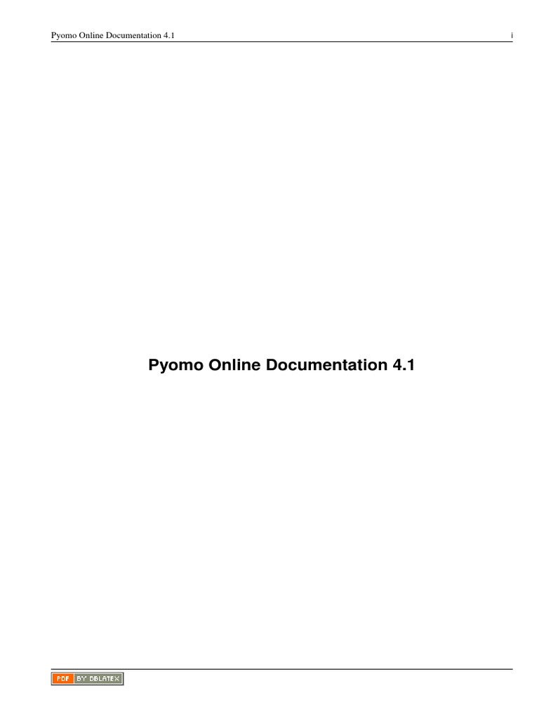 Silo - Tips - Pyomo Online Documentation 41 Pyomo Online Documentation ...