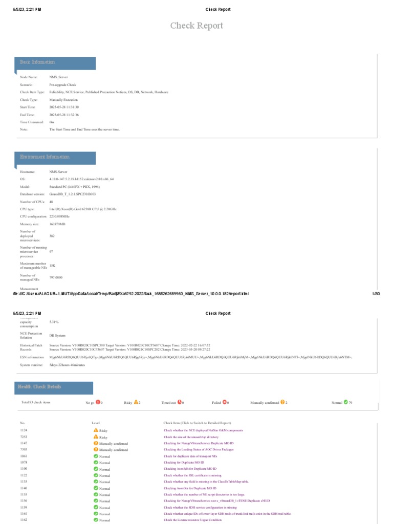 NMS Server Pre-Upgrade Check Report | PDF | I Pv6 | Computer File
