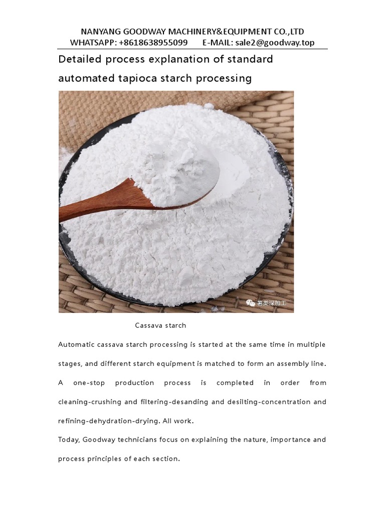 Detailed Process Explanation of Standard Automated Tapioca Starch ...