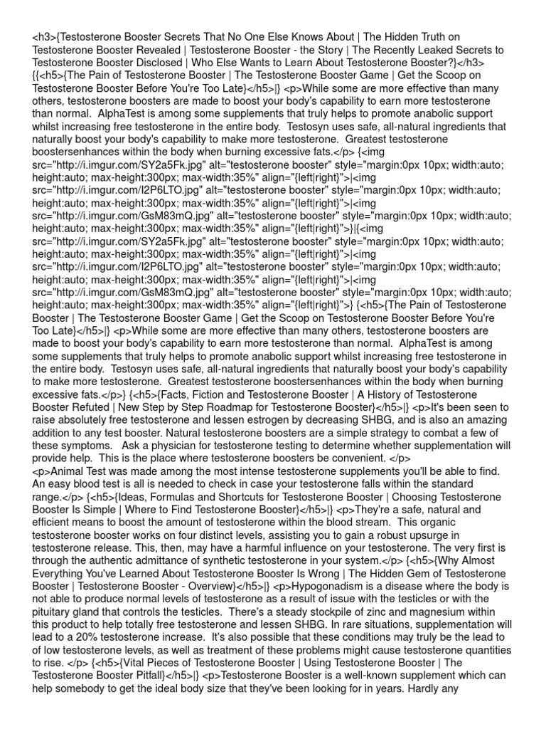 Testosterone Boosters | PDF | Testosterone | Dietary Supplements