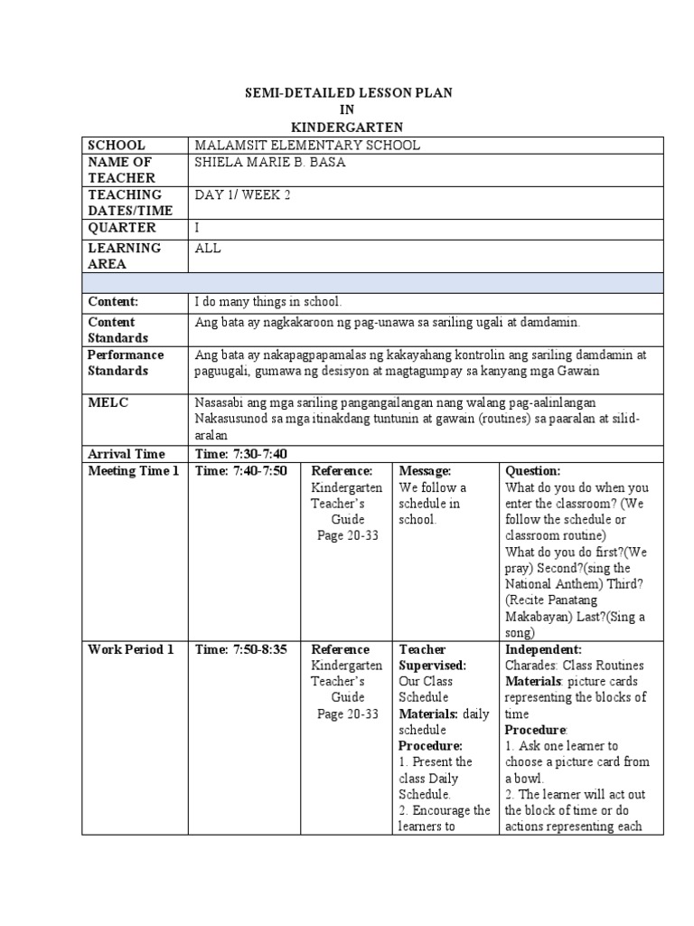 Q1 Day1-W2 | PDF | Teachers | Behavior Modification