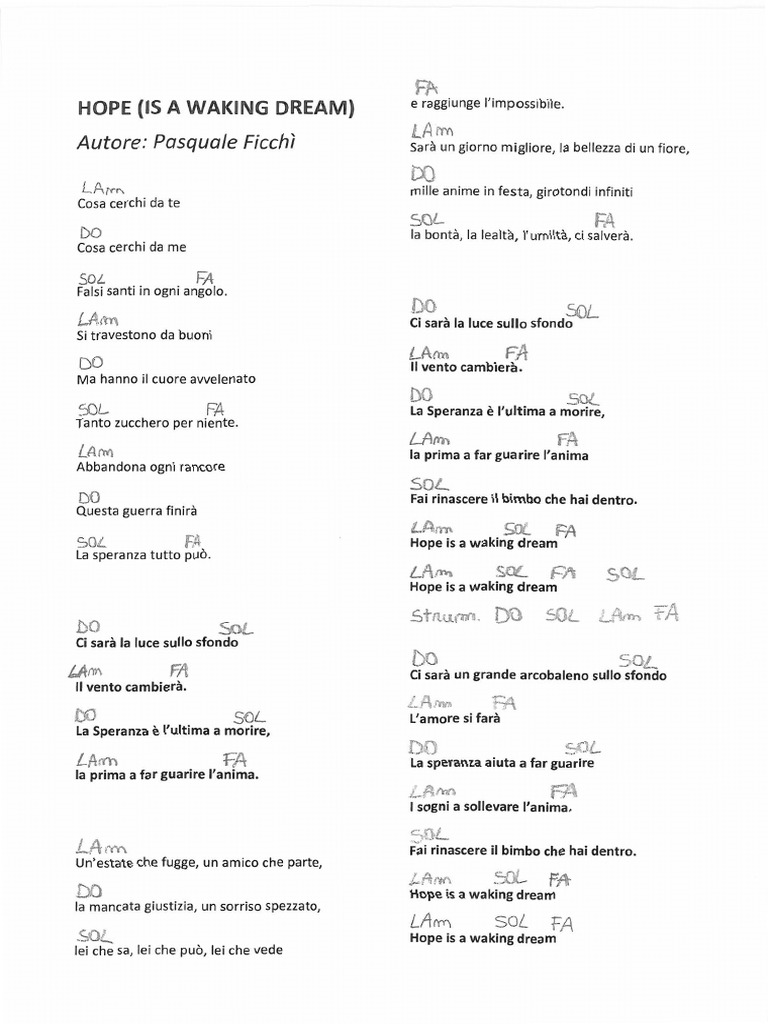 HOPE Testo e Accordi | PDF