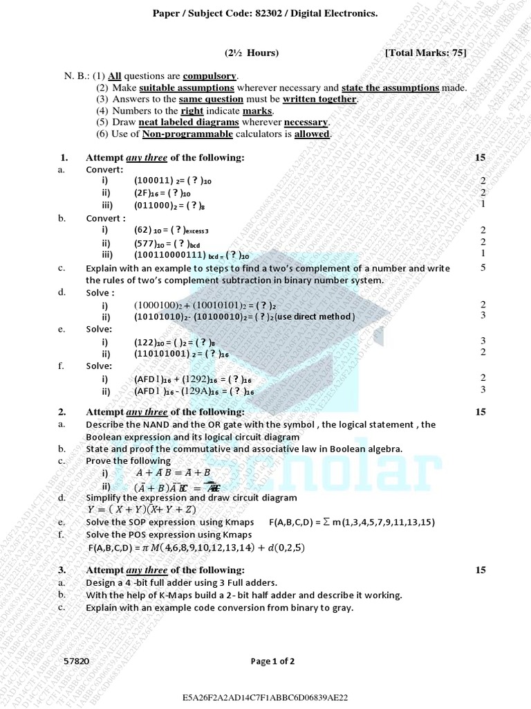 Fybsc-It Sem1 de Apr19 | PDF | Logic Gate | Electronic Engineering