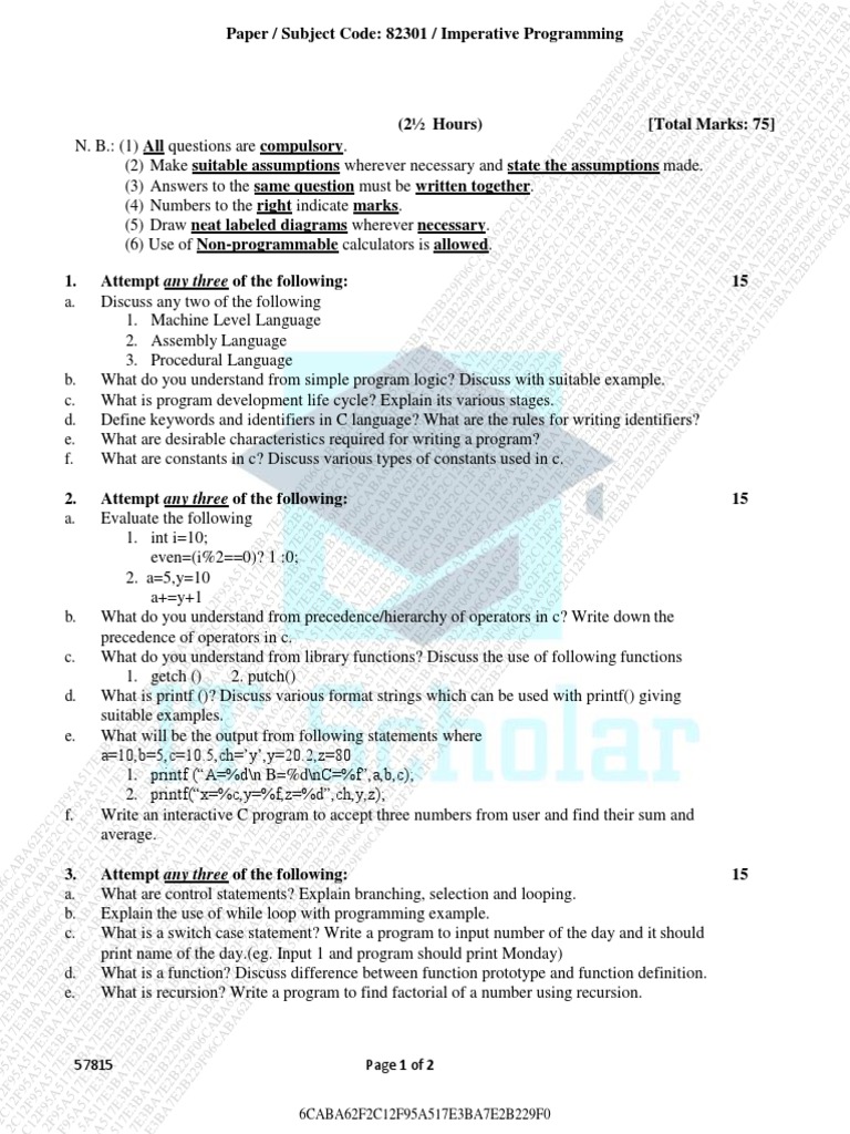 Fybsc-It Sem1 Ip Apr19 | PDF | Pointer (Computer Programming) | C ...