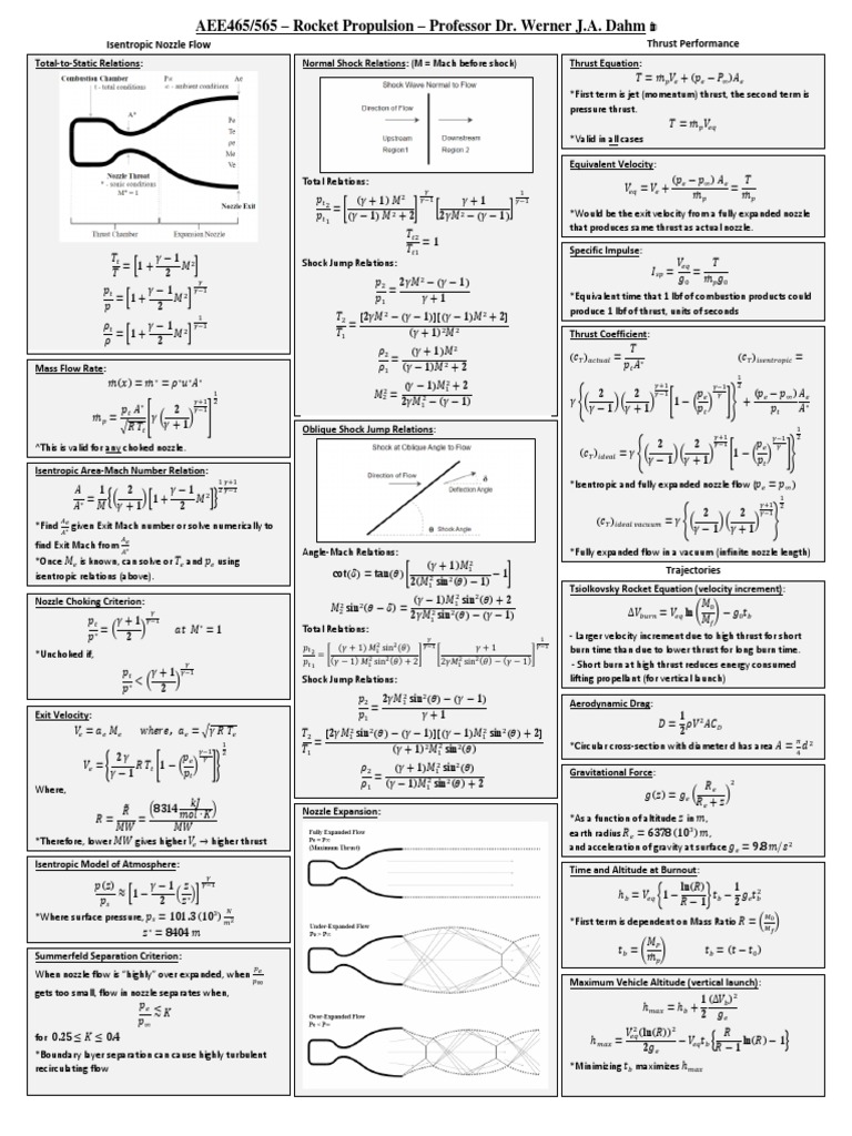 Prop Relations | PDF | Rocket Propellant | Thrust