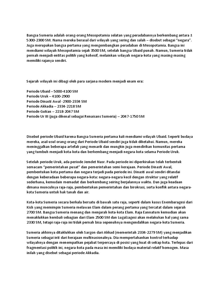 Sejarah Peradaban Sumeria | PDF | Sejarah | Klasik