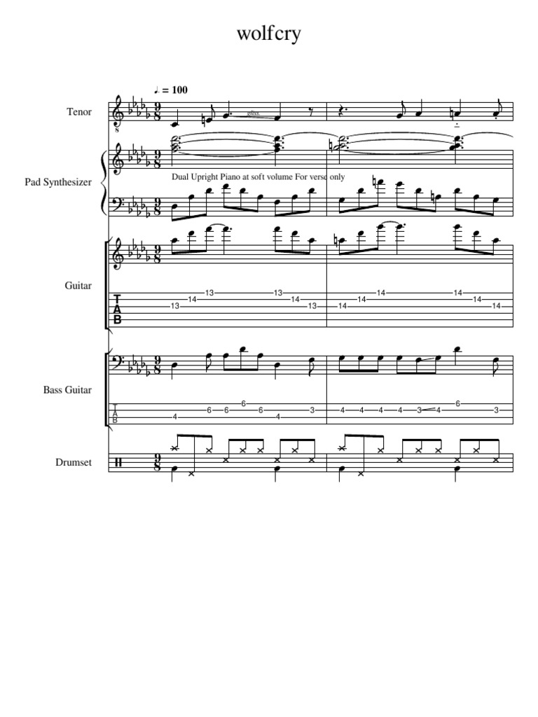 Wolfcry Suraj Synthesist Full Band Sheet Music | PDF | Electronic Music ...