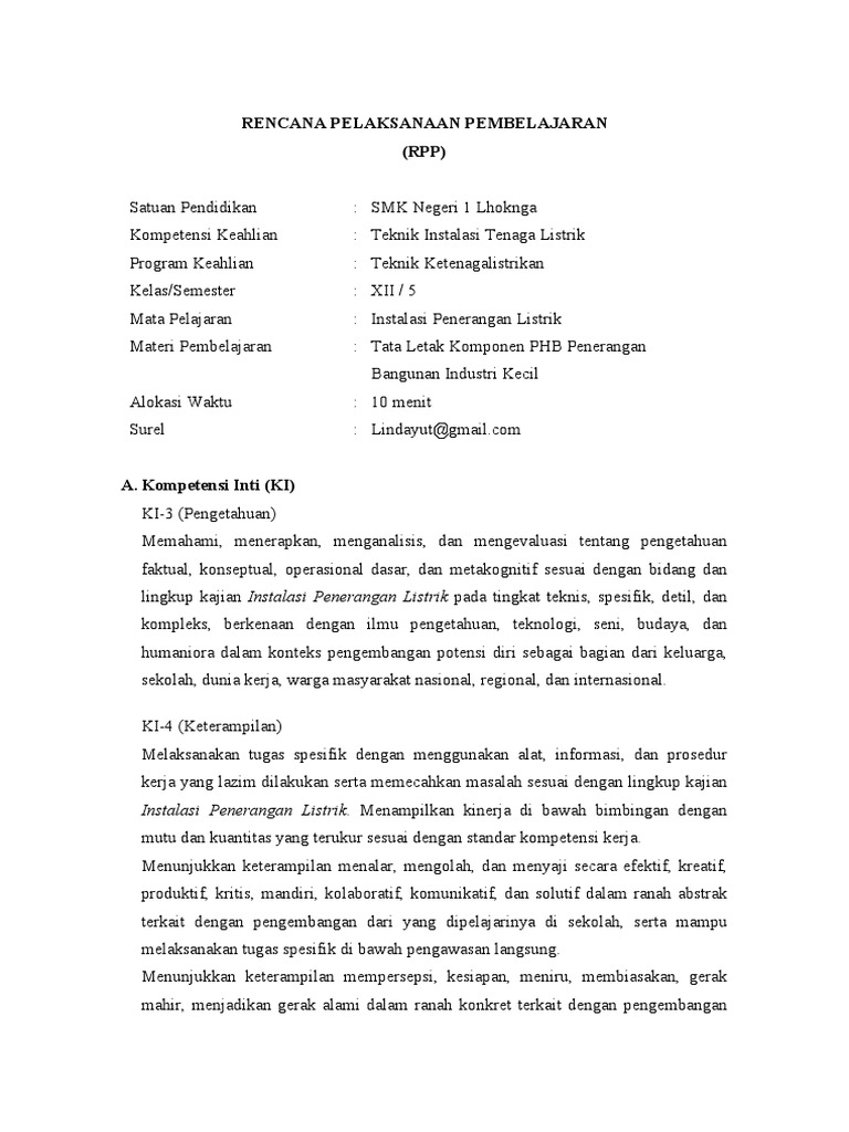 Tata Letak Komponen PHB Penerangan | PDF