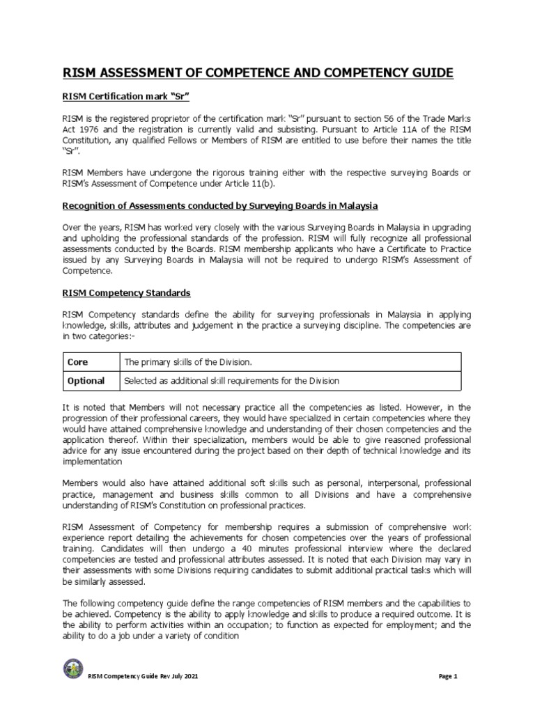 RISM Competency Guide (F) | PDF | Valuation (Finance) | Surveying