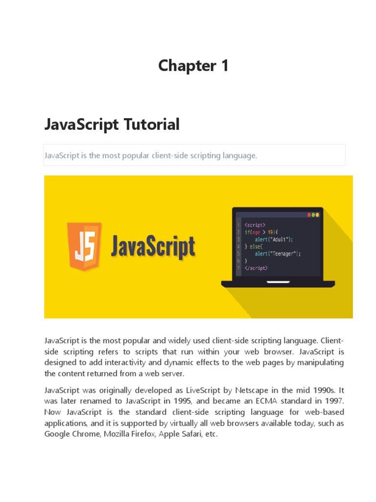 JavaScript Manual | PDF | Java Script | World Wide Web JavaScript Manual | PDF | Java Script | World Wide Web