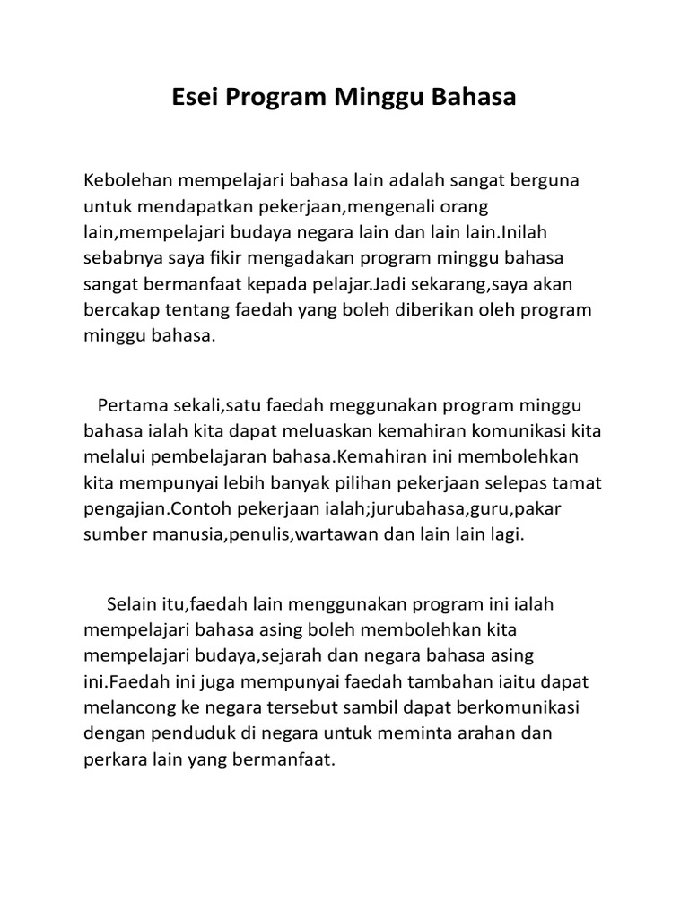 Esei Program Minggu Bahasa | PDF