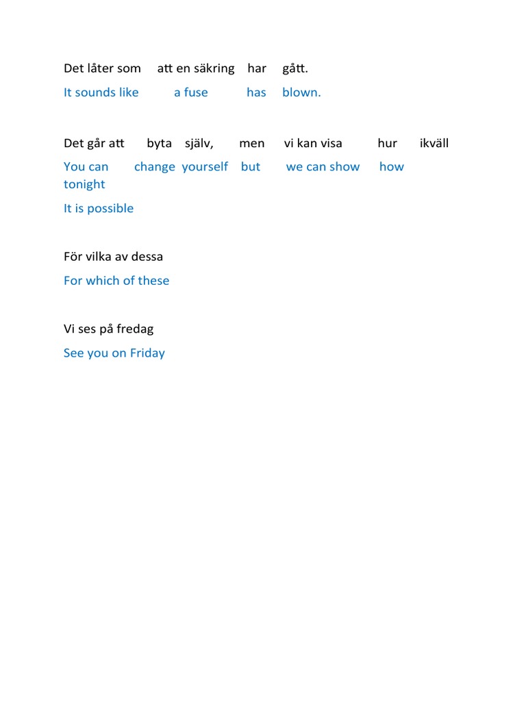 Swedish Phrases | PDF