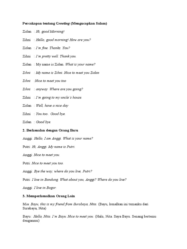 Percakapan Tentang Greeting | PDF