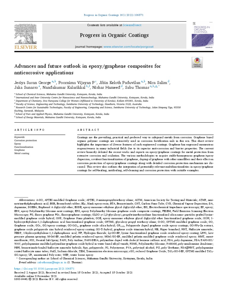 Progress in Organic Coating-Paper | PDF | Corrosion | Graphene