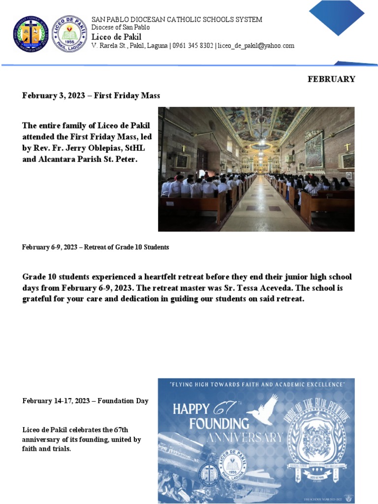 Narrative Report February March | PDF | Catholic Church | Christian ...