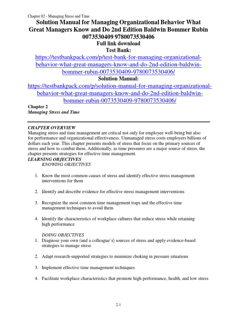 Managing Organizational Behavior What Great Managers Know and Do 2nd ...