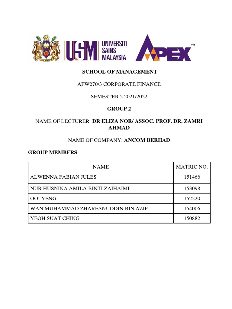 Group 2 Ancom Berhad | PDF | Stocks | Dependent And Independent Variables