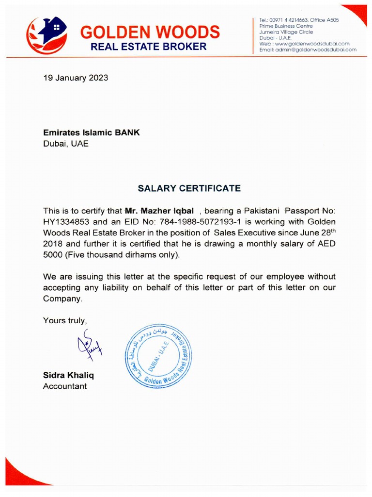 Salary Certificate | PDF