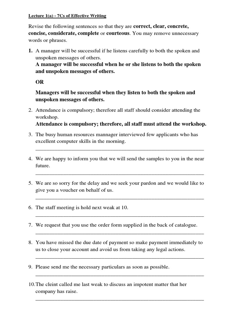 English For Business Communication - Lecture 1A (WORKSHEET) | PDF ...