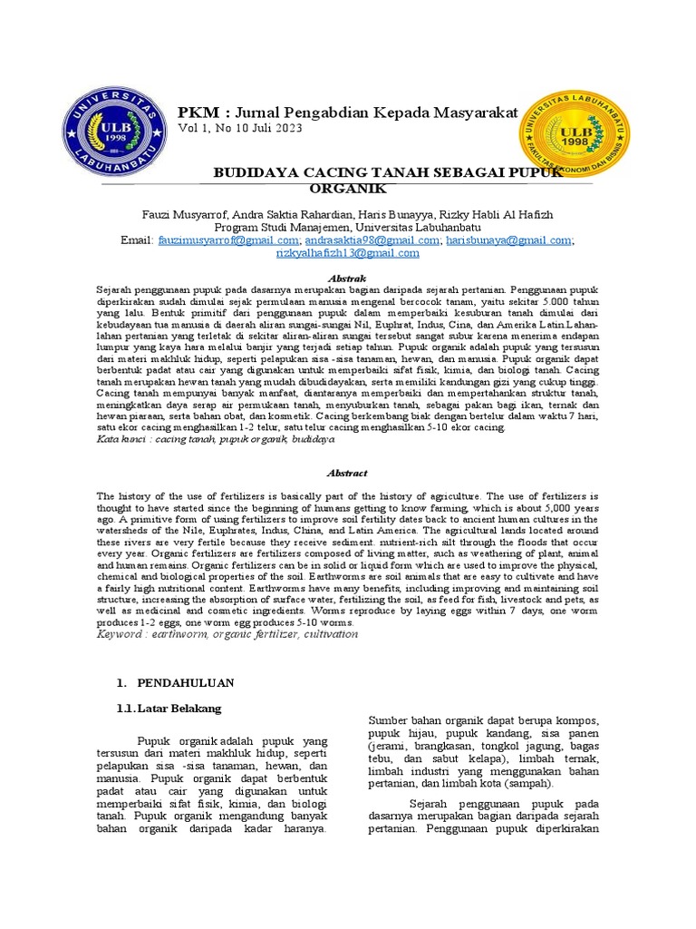 Budidaya Cacing Tanah untuk Pupuk | PDF