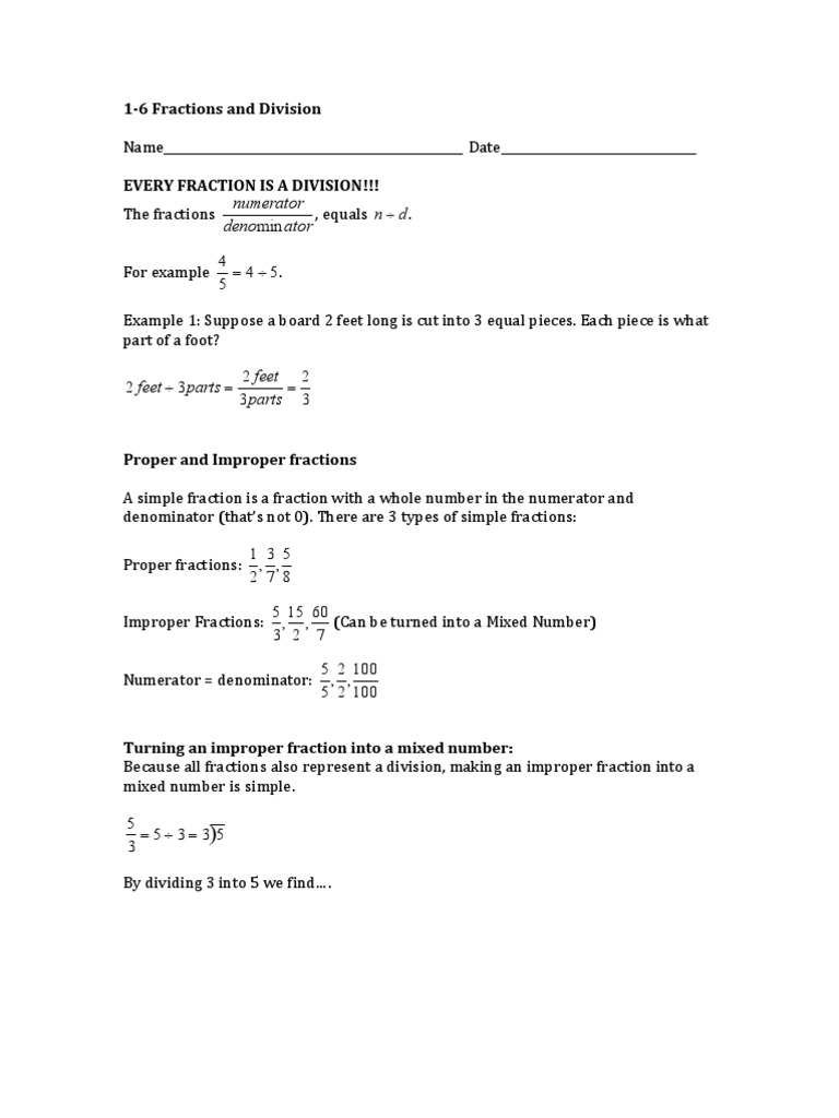 Understanding Fractions and Division | PDF