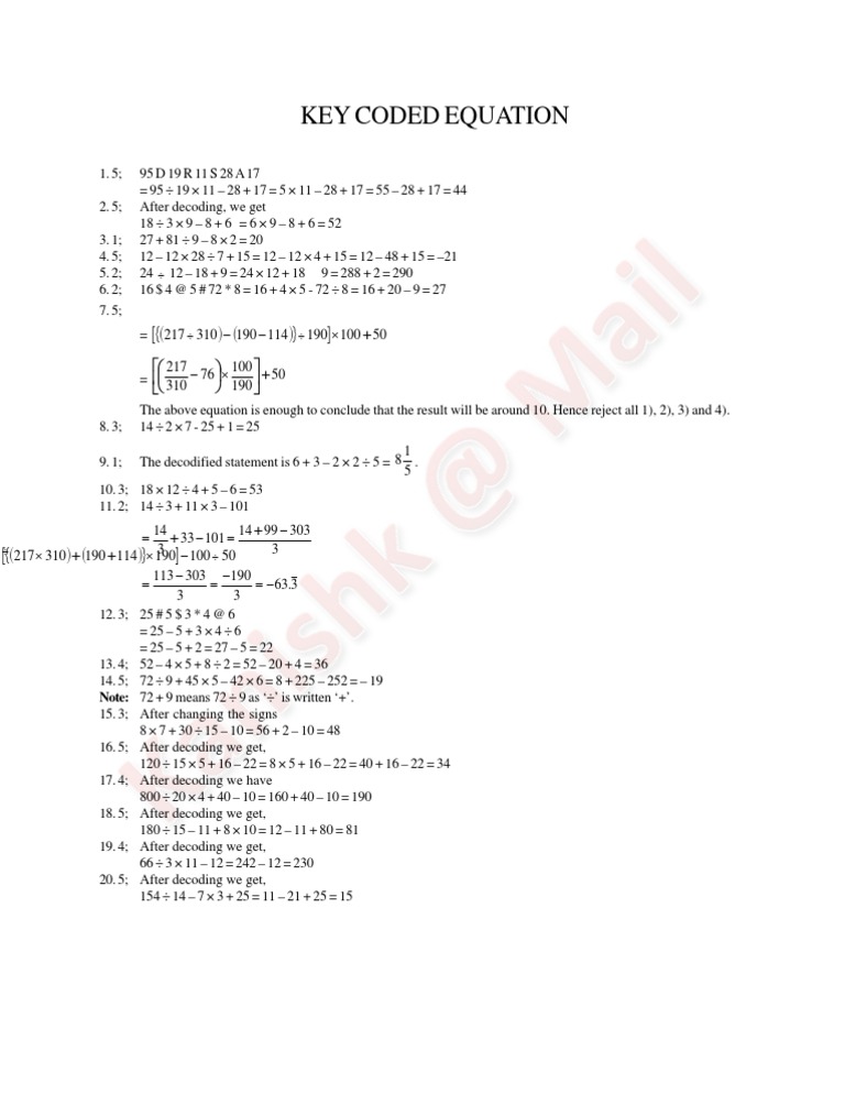 Reasoning Key Coded Equation Kanishk@Mail | PDF | Science | Teaching ...