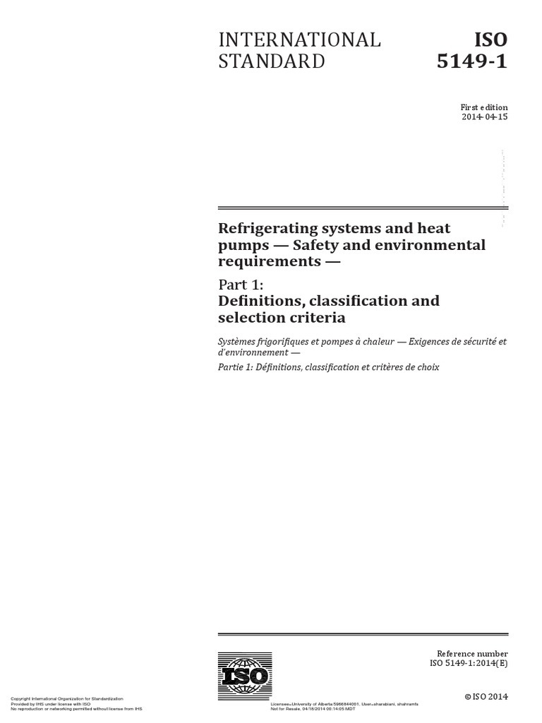 Iso 5149-1 - 2014-04 | PDF | Heat Exchanger | Pipe (Fluid Conveyance)