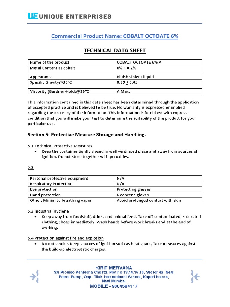 New Cobalt - Tds - and - Msds | PDF | Water | Magnesium